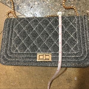 Bags | Quilted Pewter Metallic Purse With Gold Hardware | Poshmark